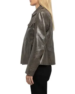 Zadig&Voltaire Veram Glossy Leather Jacket - Medium Grey