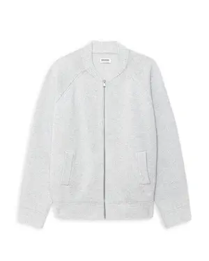 Zadig&Voltaire Gweno Wool & Cashmere Zip Bomber Sweater - Gris Chine