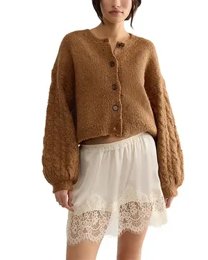 Free People Thistle Button Front Cardigan Sweater - Macadmia