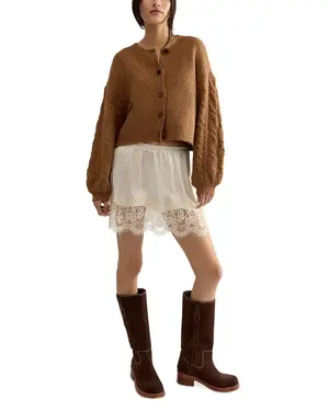 Free People Thistle Button Front Cardigan Sweater - Macadmia