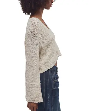 Free People Heartland Cotton V Neck Sweater