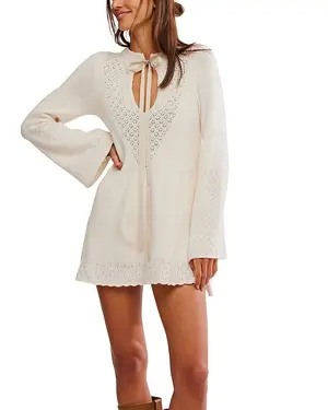 Free People Bali Old Flame Sweater Dress - Ivory