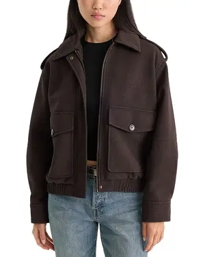 Good American The Better Than Leather Faux Leather Bomber Jacket - Espresso