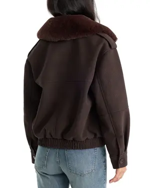 Good American The Better Than Leather Faux Leather Bomber Jacket