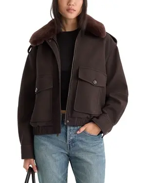 Good American The Better Than Leather Faux Leather Bomber Jacket