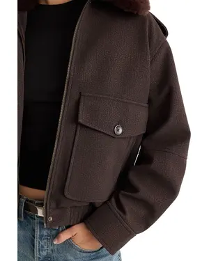 Good American The Better Than Leather Faux Leather Bomber Jacket