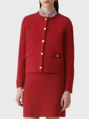 Fabiana Filippi Virgin Wool Short Jacket With Crew Neck Red