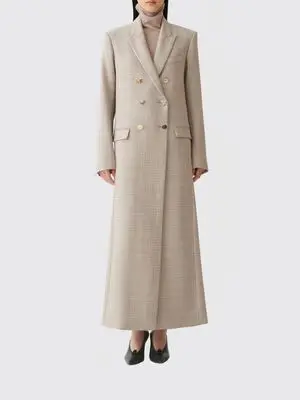 Fabiana Filippi Double-breasted Long Wool Coat With Peak Lapels - Coffee