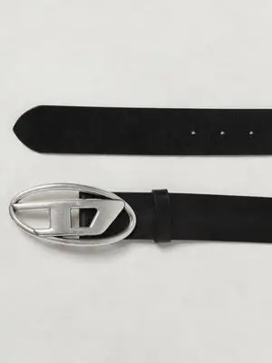 DIESEL® Leather Belt With Oval D Logo Buckle