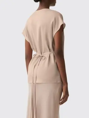 Fabiana Filippi V-neck Satin Wrap Top With Tie Closure