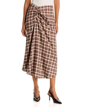 WAYF Laurel Cotton Gathered Midi Skirt