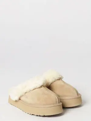UGG Disquette Suede Mules With Shearling Lining - Beige