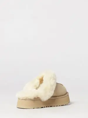 UGG Disquette Suede Mules With Shearling Lining - Beige