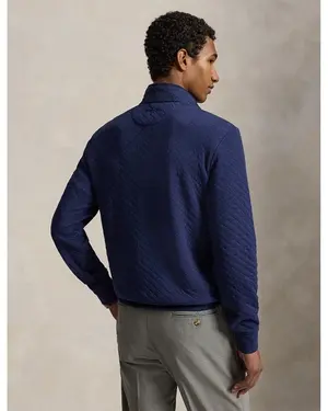 Polo Ralph Lauren Quilted Double Knit Half Zip Sweater - Spring Navy Heather