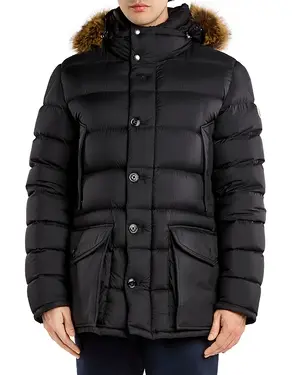 Moncler Clunye Hooded Stand Collar Down Parka - Black