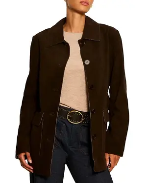 Sanctuary Avid Suede City Coat - Espresso Multi