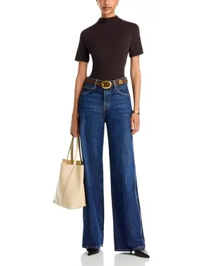Majestic Filatures Soft Touch Short Sleeve Mock Neck Tee - Chocolate