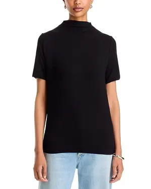 Majestic Filatures Soft Touch Short Sleeve Mock Neck Tee - Noir