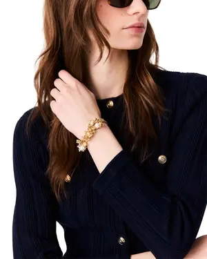 Maje Imitation Pearl Flower Statement Bracelet