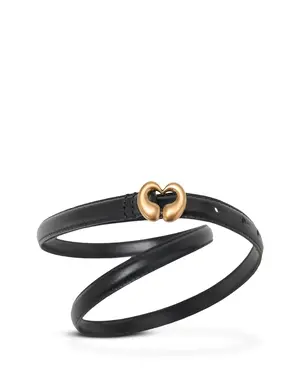 Maje Slim Leather Belt - Black