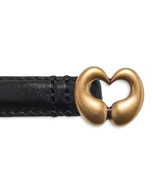 Maje Slim Leather Belt - Black