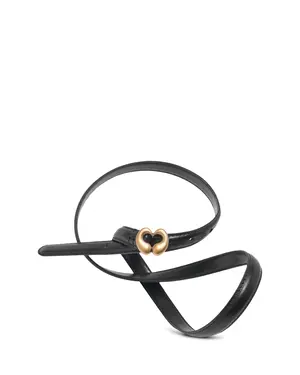 Maje Slim Leather Belt - Black