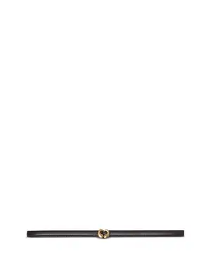 Maje Slim Leather Belt - Dark Brown
