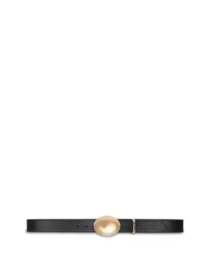 Maje Oval Buckle Leather Belt - Black