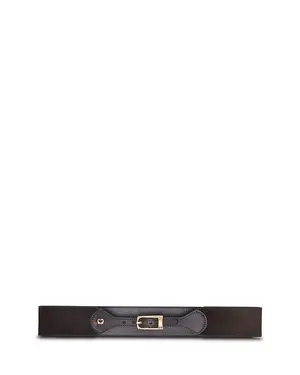Maje Suede & Leather Corset Belt - Dark Brown