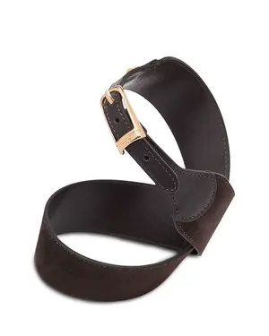 Maje Suede & Leather Corset Belt - Dark Brown