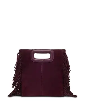 Maje M Fringed Suede Crossbody Bag - Eggplant