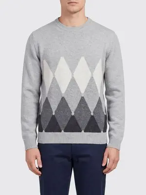 BALLANTYNE Diamond Pattern Pure Cashmere Crewneck Jumper - Grey 1