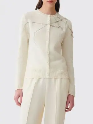 Fabiana Filippi Cashmere And Silk Cardigan With Crystal Embroidery - Natural