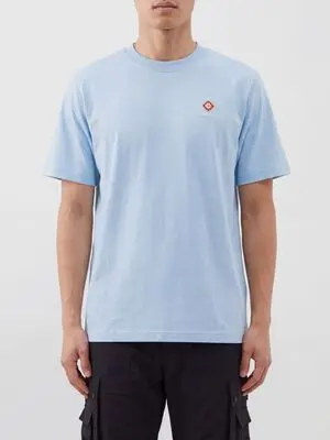 Casablanca Graphic Print Organic Cotton Crewneck T-shirt - Blue