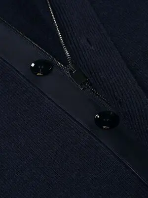 Brioni High-neck Pure Cashmere Cardigan With Button Closure - Blue