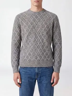 BALLANTYNE Diamond-pattern Wool-blend Crewneck Jumper - Grey