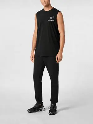 PLEIN SPORT Contrast Logo Cotton Tank Top