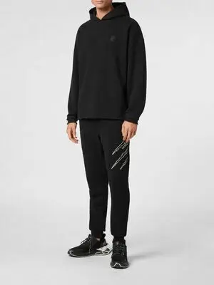 PLEIN SPORT Raw-edge Cotton Hoodie
