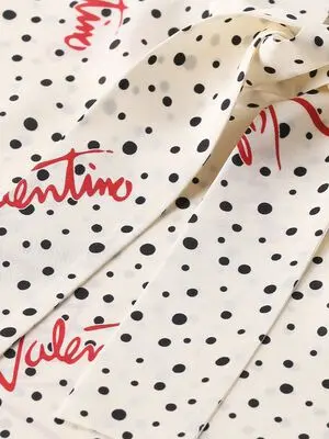 Valentino Garavani Polka Dot Sleeveless Top In Crêpe De Chine With Pussy-bow - Cream