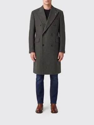 Tagliatore Double-breasted Long Coat In Pure Virgin Wool - Charcoal