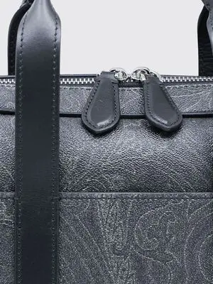 Etro Arnica Paisley Coated Cotton Briefcase With Leather Handles