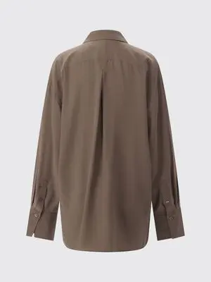 TOTEME Relaxed Fit Pure Silk Shirt With French Collar - Brown