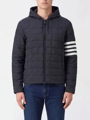Thom Browne Ripstop Nylon Down Jacket With Hood And Iconic 4-bar Stripe