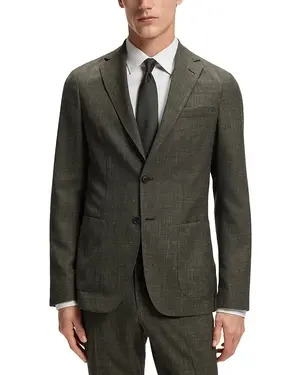 BOSS C-hanry Wool & Linen Melange Unstructured Slim Fit Suit Jacket - Open Green