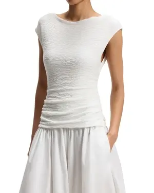 BOSS Estruci Mixed Media Midi Dress - White