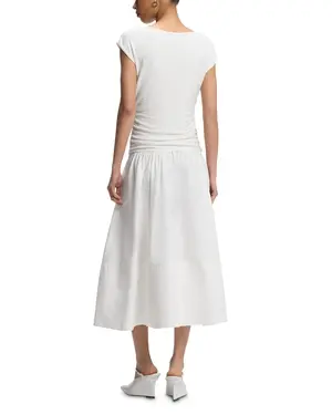 BOSS Estruci Mixed Media Midi Dress - White