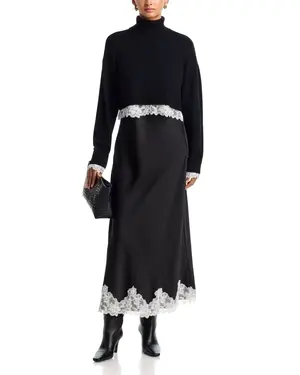 Aqua X Nicky Hilton Lace Trim Slip Dress & Sweater Exclusive