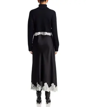 Aqua X Nicky Hilton Lace Trim Slip Dress & Sweater Exclusive