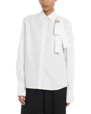 Erdem Cotton Poplin Long Sleeve Shirt - White