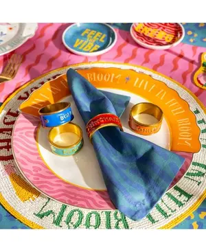 ZSA ZSA ZSU Nilufer Digital Printed Cotton Napkin 4 Pcs Set, 9.8 X 9.8